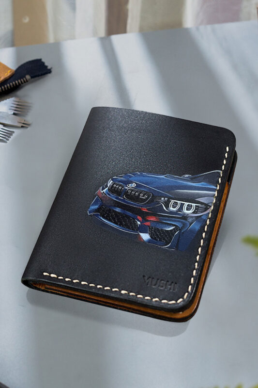 BMW Car Art Leather Wallet – Minimalist Design by Mushi